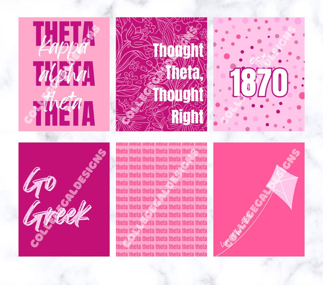 Kappa Alpha Theta Poster Set | Pink Aesthetic Wall Art | Kite, Go Greek ...