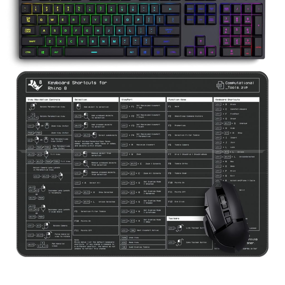 Rhino 8 Shortcuts XL Desk Pad - Etsy