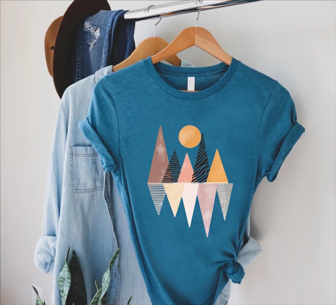 Abstract Mountainscape Shirt: Geometric Modern Art Tee - Etsy