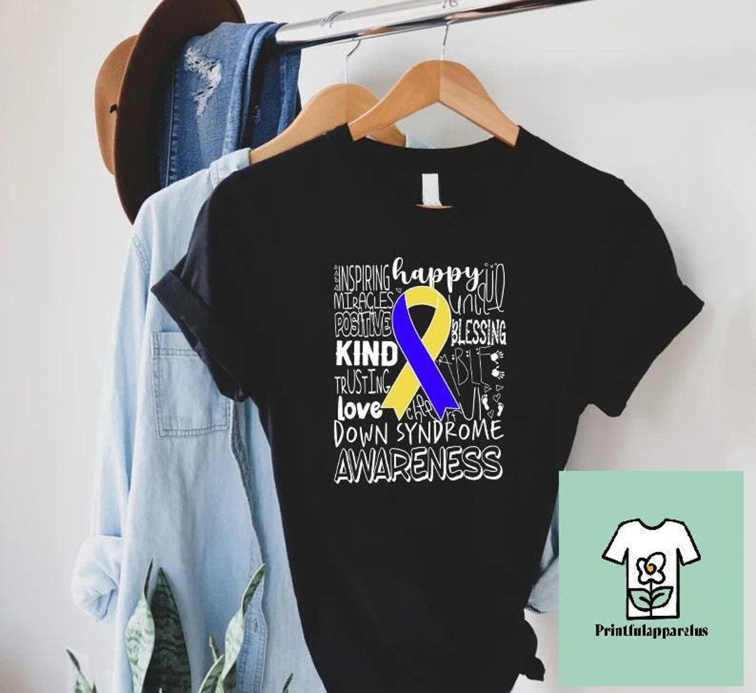 Down Syndrome Awareness Ribbon Shirt,down Syndrome Blue and Yellow Tee ...