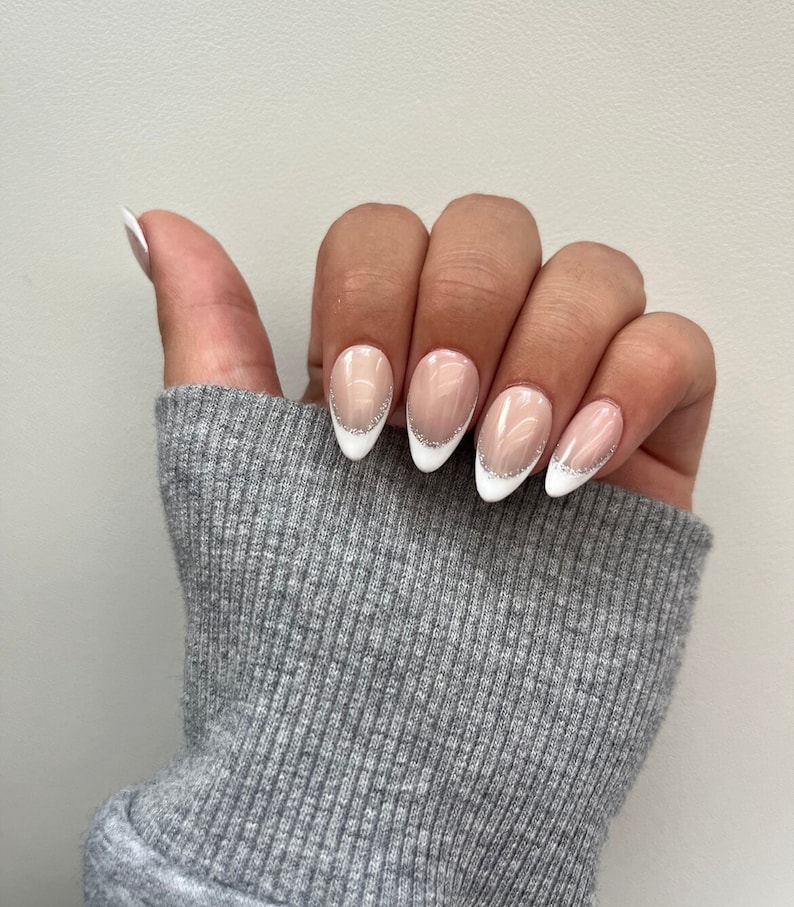 French Tip With Glitter Line - Etsy