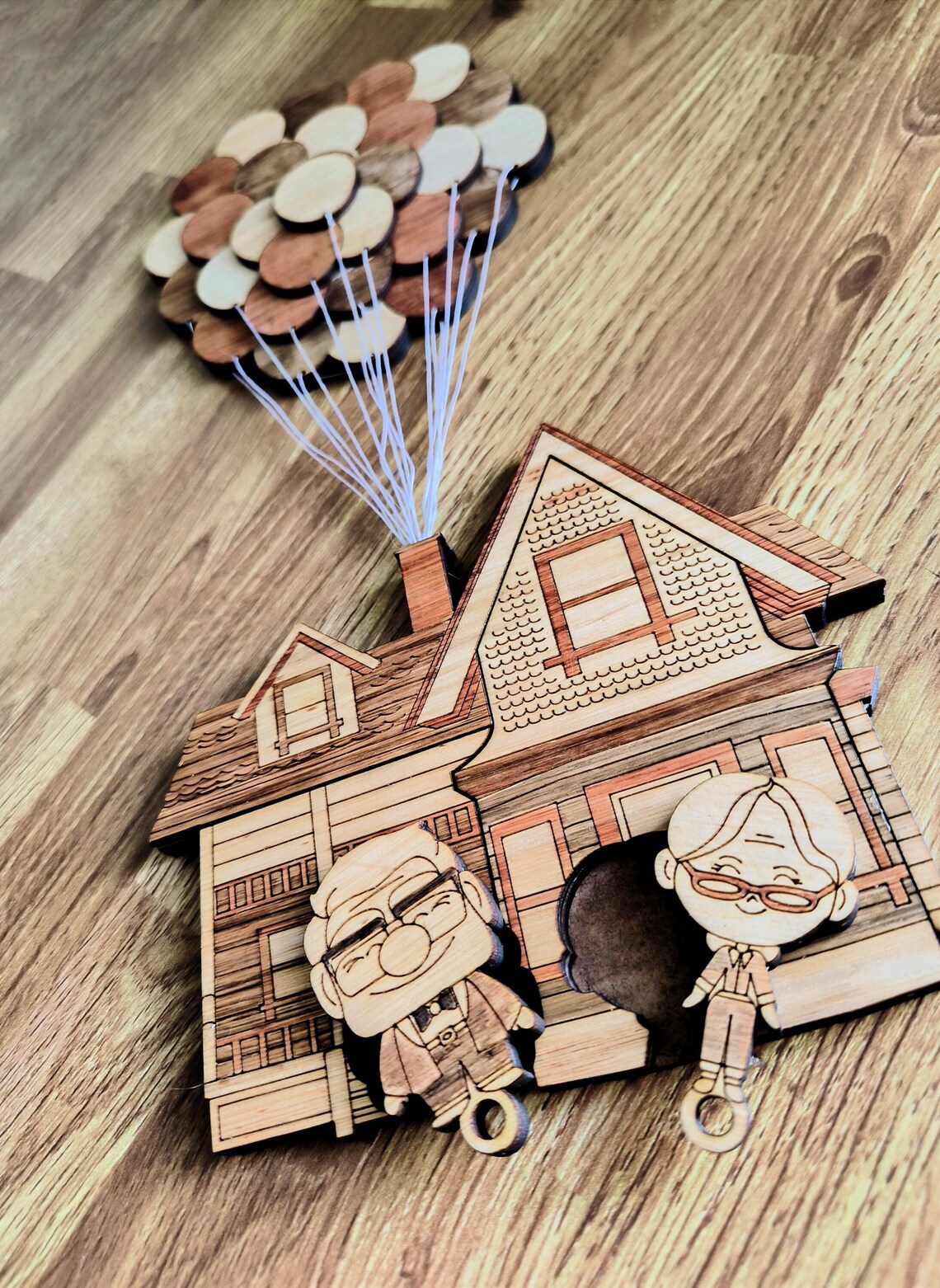 UP | Wooden Keychain Holder 15x13cm | Laser Cut | 2 Keychains - Etsy