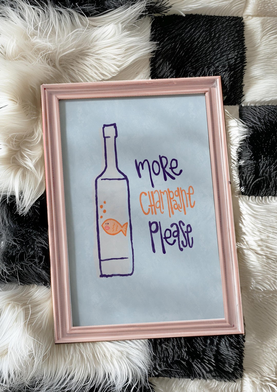 Drink Like a CHAMPAGNE Fish Wall Art Print Trendy Cute Girly Fun Living ...