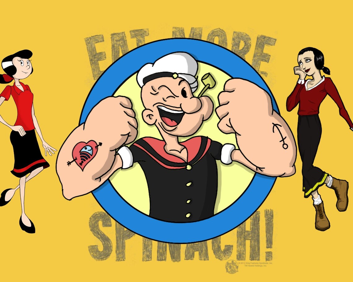 30+ Popeye Classic Cartoon Characters PNG & SVG Digital Files - Vintage Designs for Crafts ...