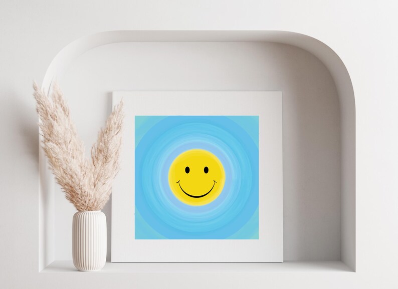 Smiley Face Wall Art, Happy Face Printable Wall Art, Nursery Decor ...