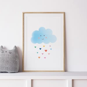 Cloud Heart Kid Wall Art, Rainbow Nursery Posters, Rainbow Hearts, Kids ...