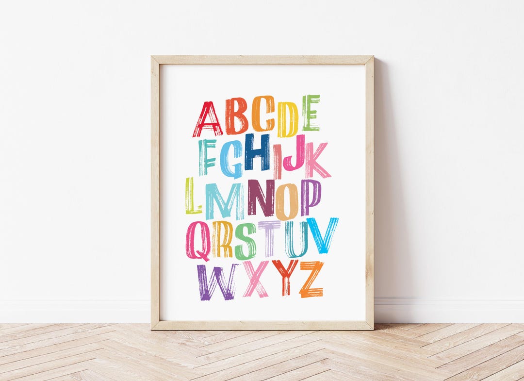 Rainbow Alphabet Wall Art Print, Educational Poster, Playroom Decor ...