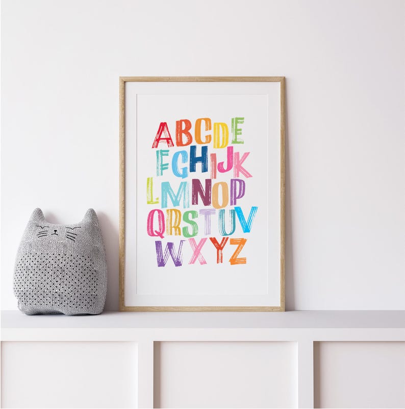 Rainbow Alphabet Wall Art Print, Educational Poster, Playroom Decor ...