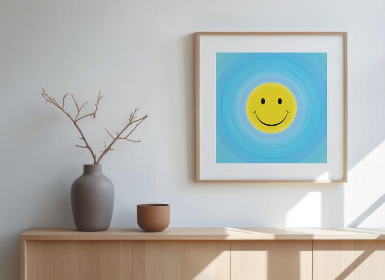 Smiley Face Wall Art, Happy Face Printable Wall Art, Nursery Decor ...