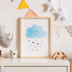 Cloud Heart Kid Wall Art, Rainbow Nursery Posters, Rainbow Hearts, Kids ...