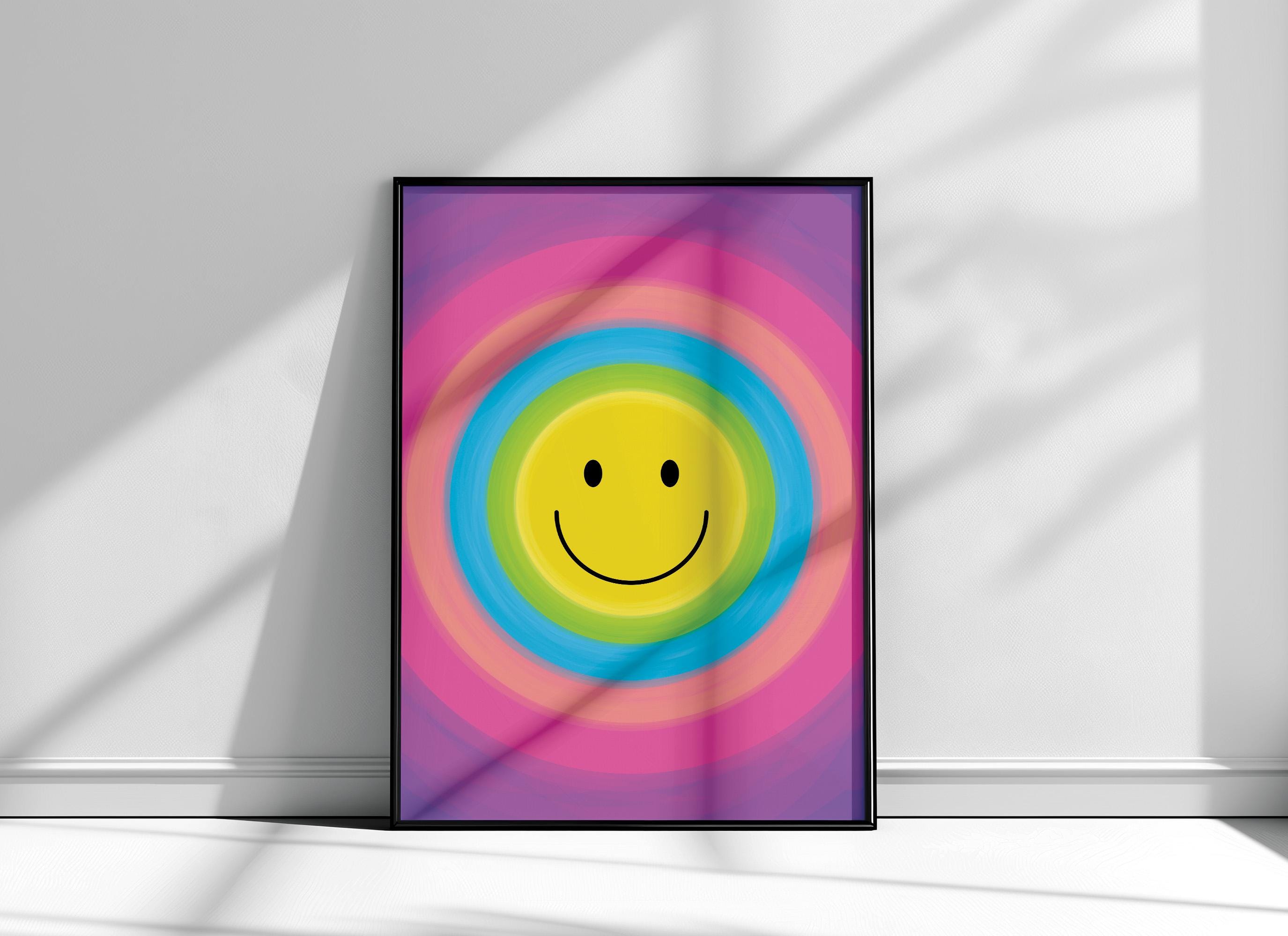 Smiley Face Wall Art, Happy Face Printable Wall Art, Dorm Room Wall Art ...