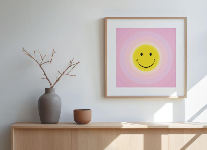 Smiley Face Wall Art, Happy Face Printable Wall Art, Nursery Decor ...