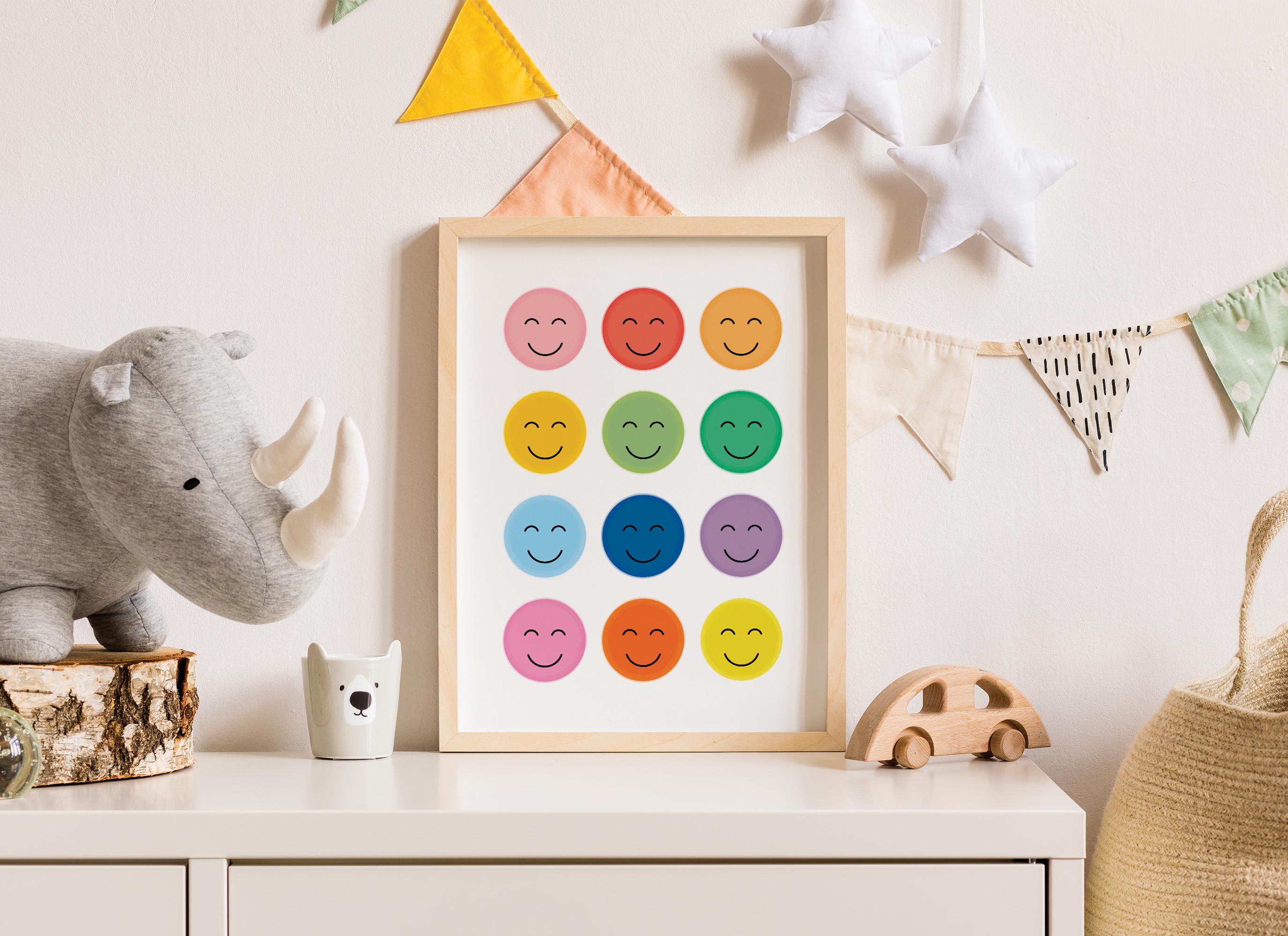 Smiley Face Wall Art, Rainbow Color Art, Smile Face, Funny Sarcastic ...