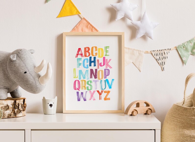 Rainbow Alphabet Wall Art Print, Educational Poster, Playroom Decor ...
