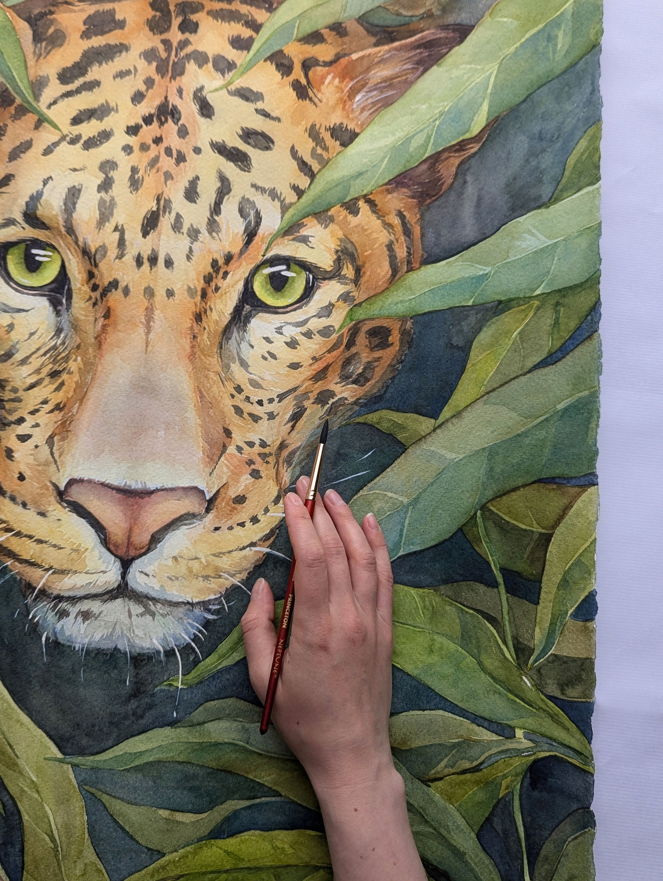 Leopard in the Jungle - Original Watercolor Painting, Leopard Portrait ...