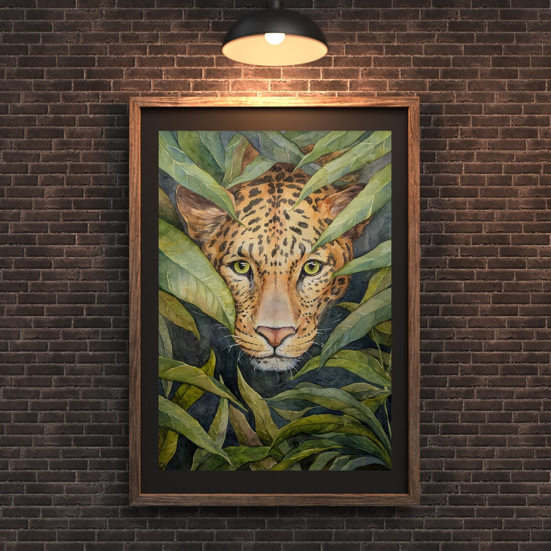 Leopard in the Jungle - Original Watercolor Painting, Leopard Portrait ...