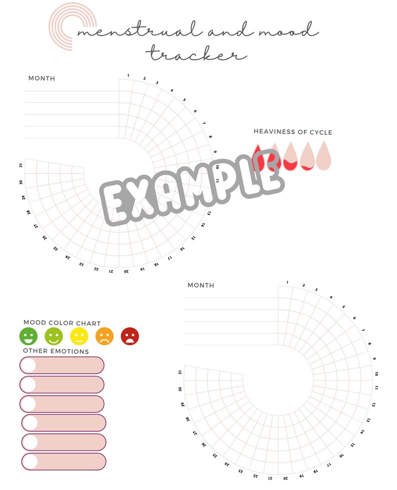 Printable Mood Tracker, Emotional Wellness Journal, Monthly Period ...