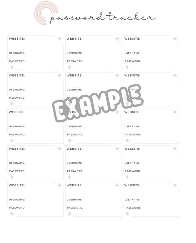 Password Tracker PNG, Printable Password Manager, Printable Organizer ...
