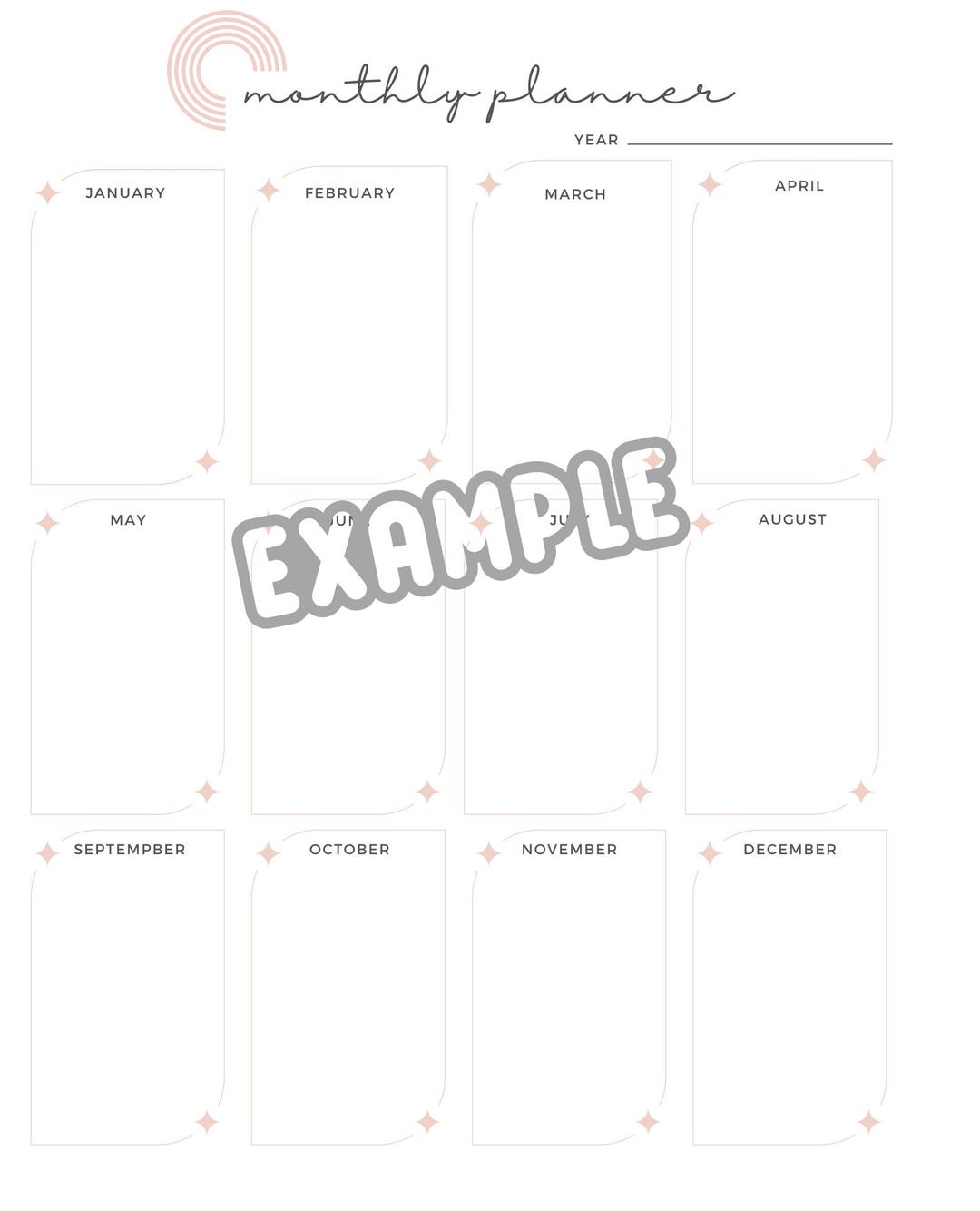 Printable Monthly Planner, Instant Download PNG, Monthly Calendar Print ...