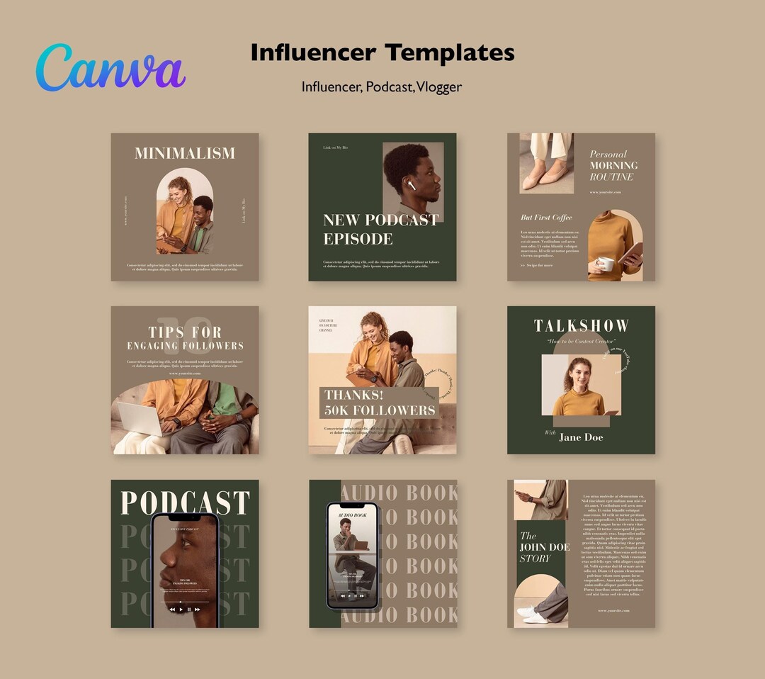 Ultimate Social Media Template Pack for starting Influencers, Vloggers ...