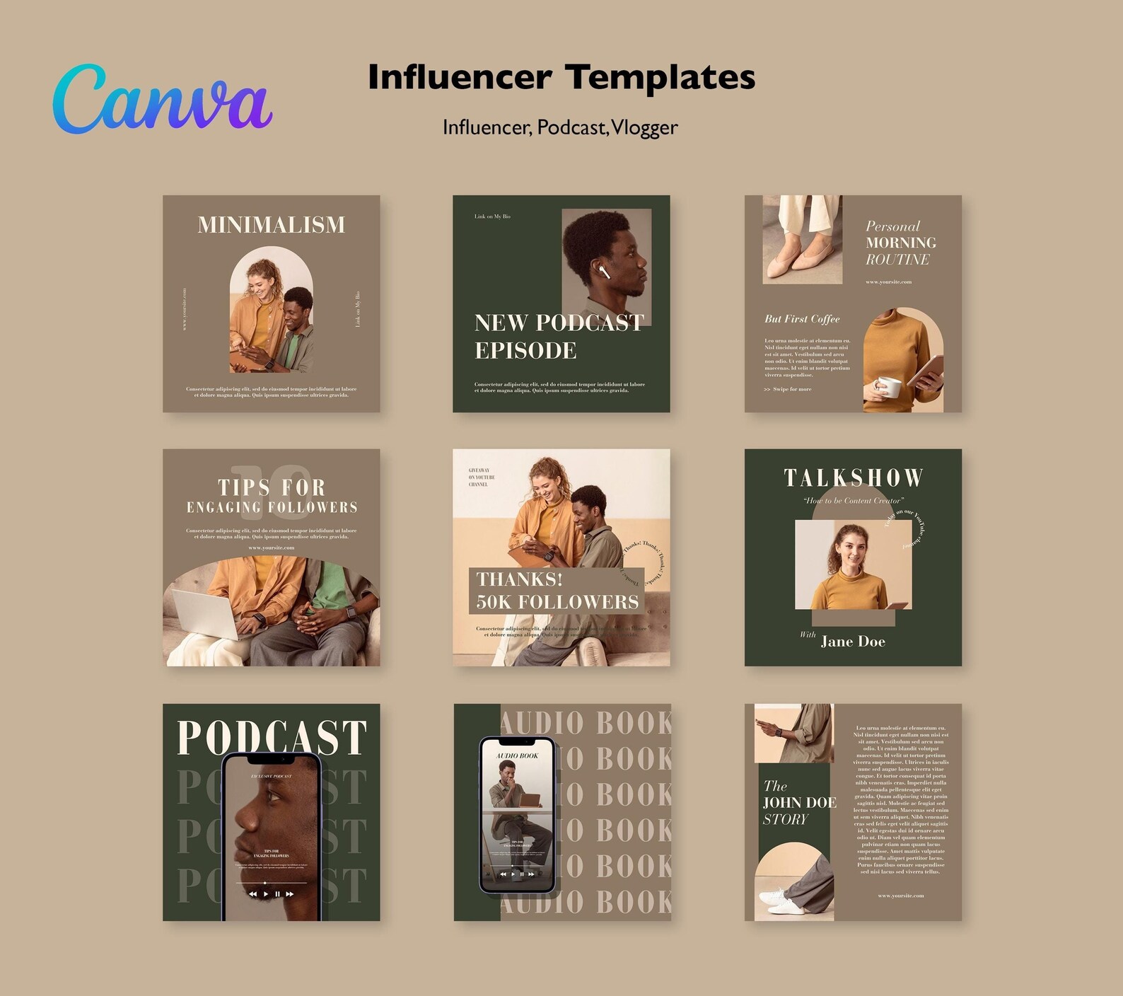 Ultimate Social Media Template Pack for starting Influencers, Vloggers ...