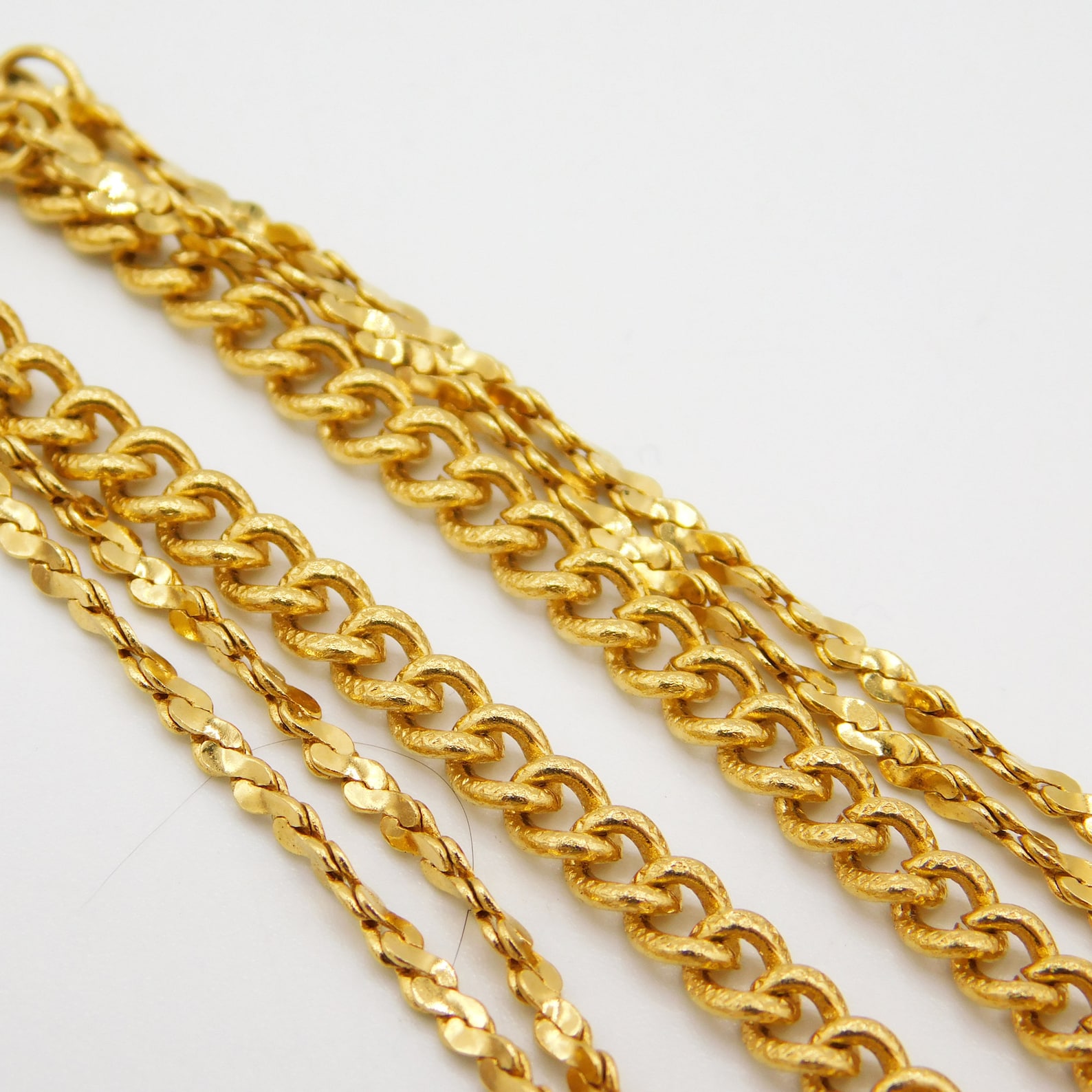 Triple Chain Bracelet Gold Chain Bracelet Vintage Chain - Etsy