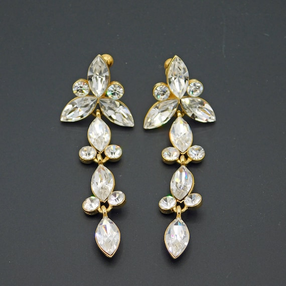 Long Rhinestone Napier Earrings - Gem