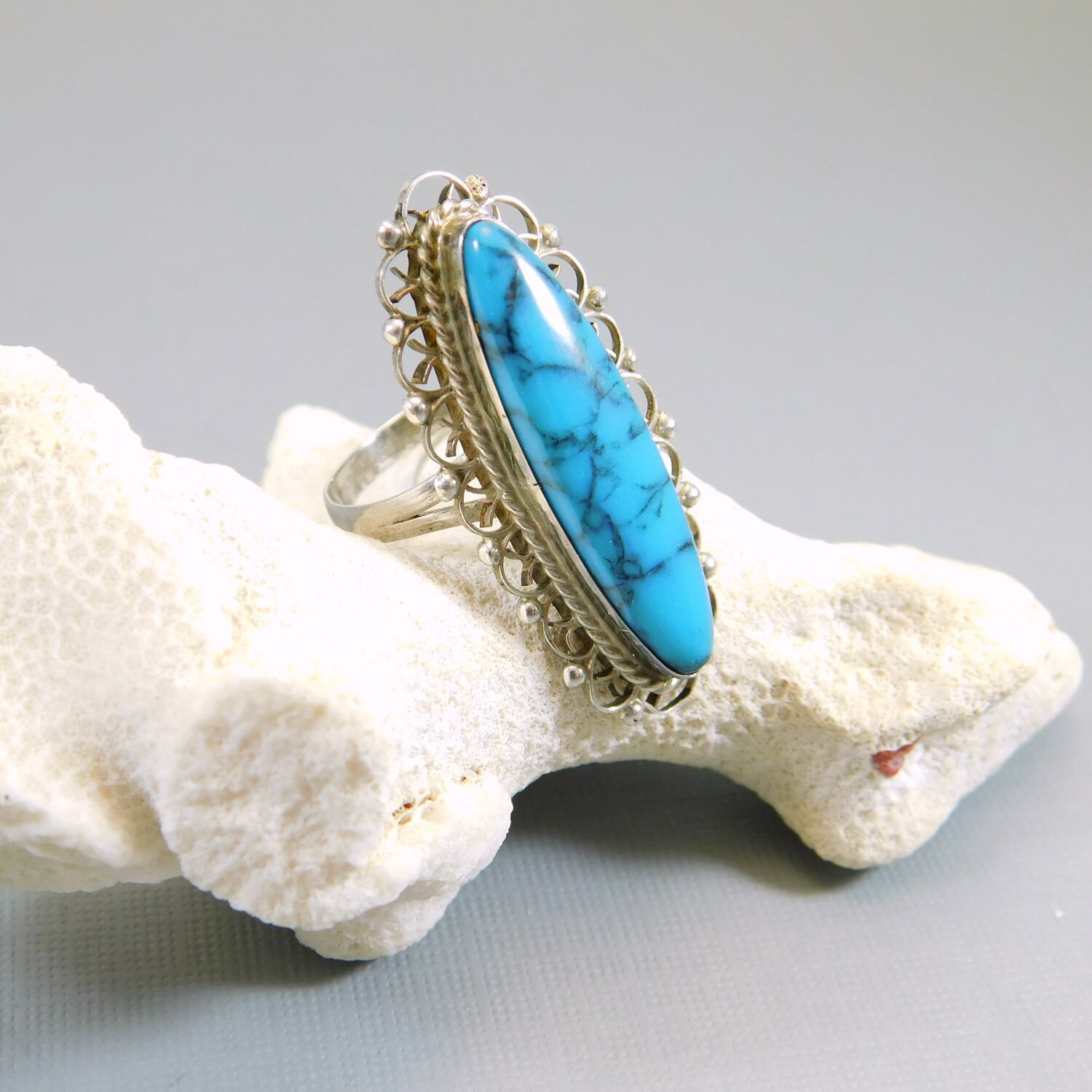 Vintage Sterling Ring Long Sterling Ring Southwestern | Etsy