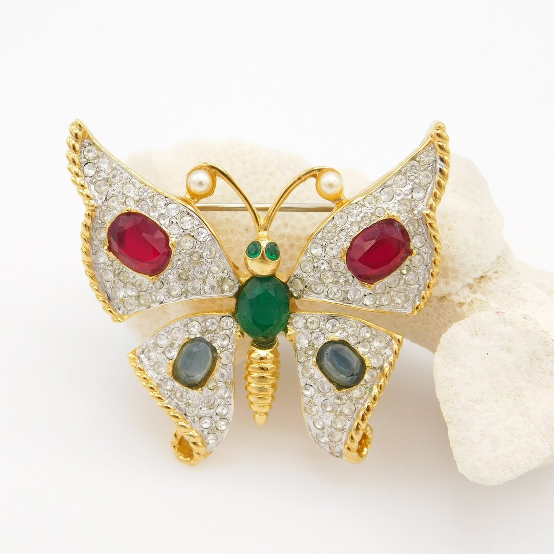 Carolee Rhinestone Butterfly Brooch Carolee Jewelry Vintage - Etsy