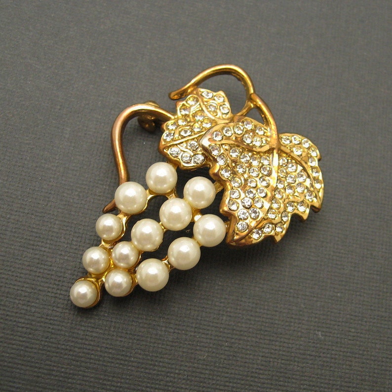 Vintage Rhinestone Brooch Pearl Grape Brooch Vintage Jewelry - Etsy