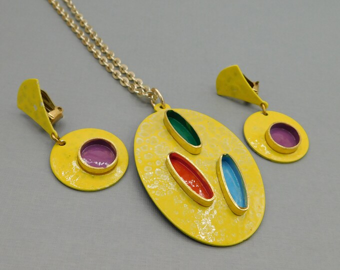 Vintage Mod Jewelry, Mid Century Modern, Mod Enamel Necklace, Mod ...