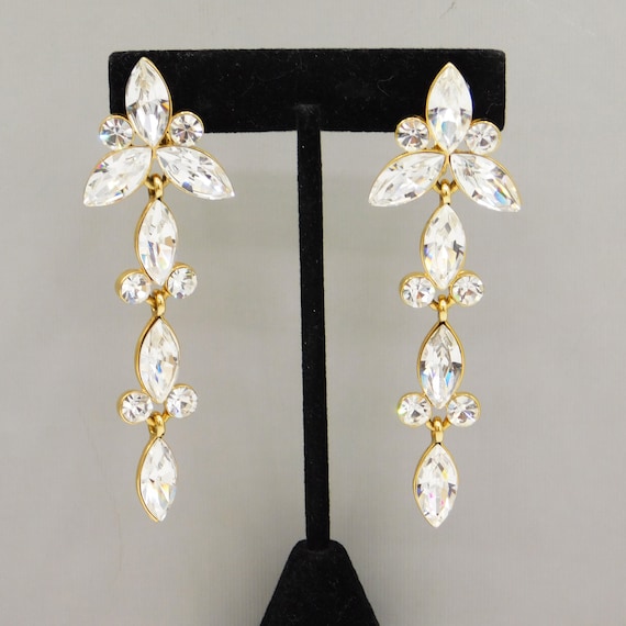 Long Rhinestone Napier Earrings - Gem