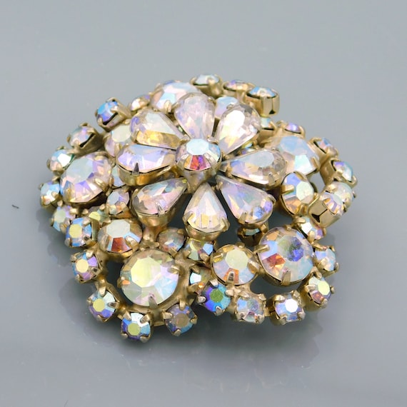 Large Rhinestone Brooch AB Stones, Statement Jewelry - Gem