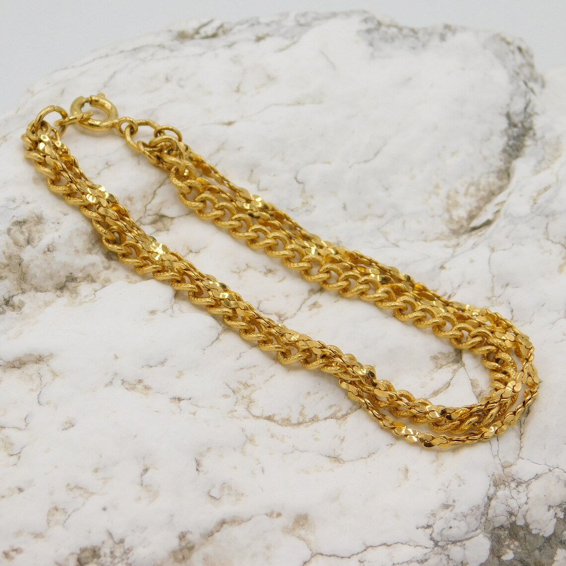 Triple Chain Bracelet Gold Chain Bracelet Vintage Chain - Etsy