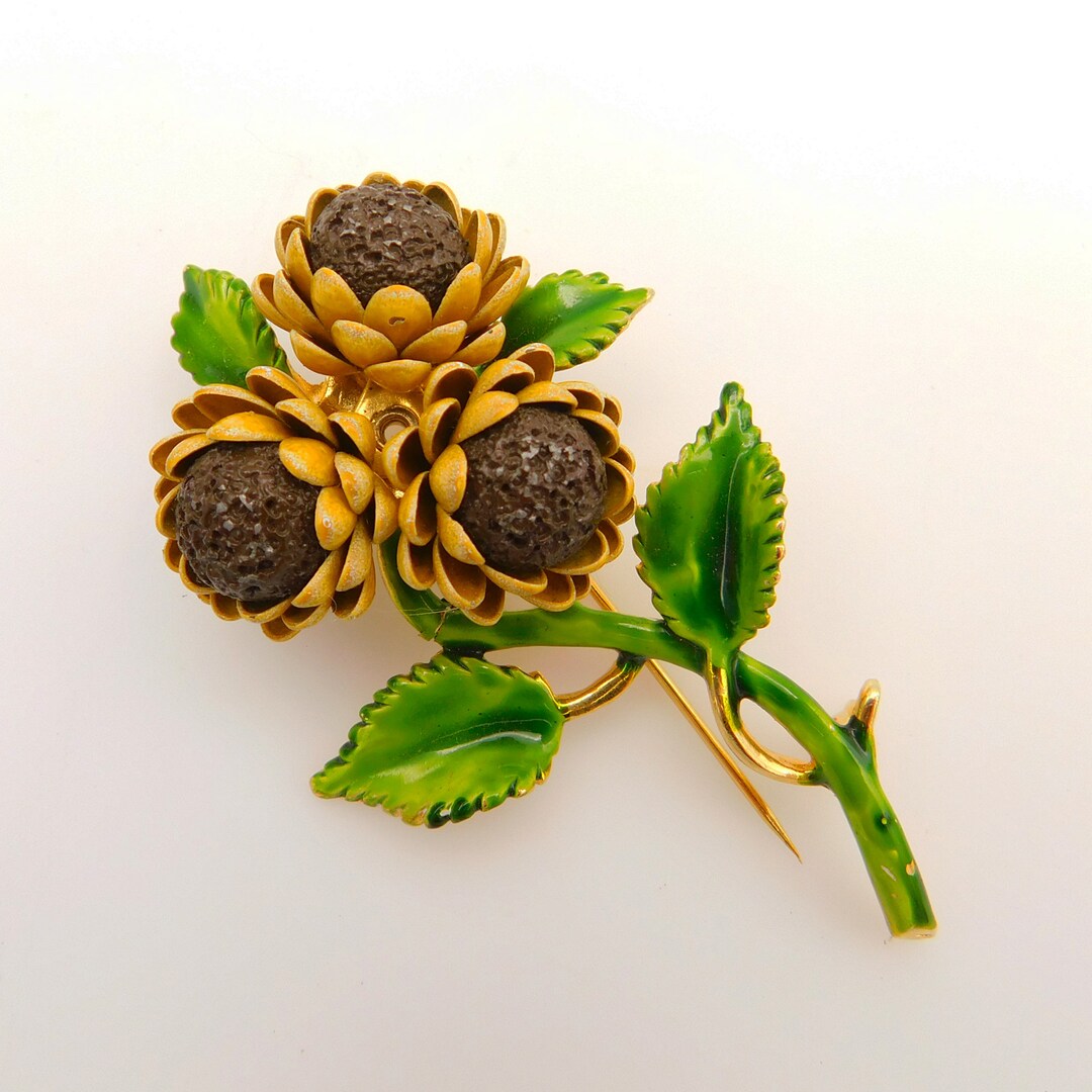 Unique Flower Brooch, Vintage Flower Brooch, Flower Jewelry, Gold and ...