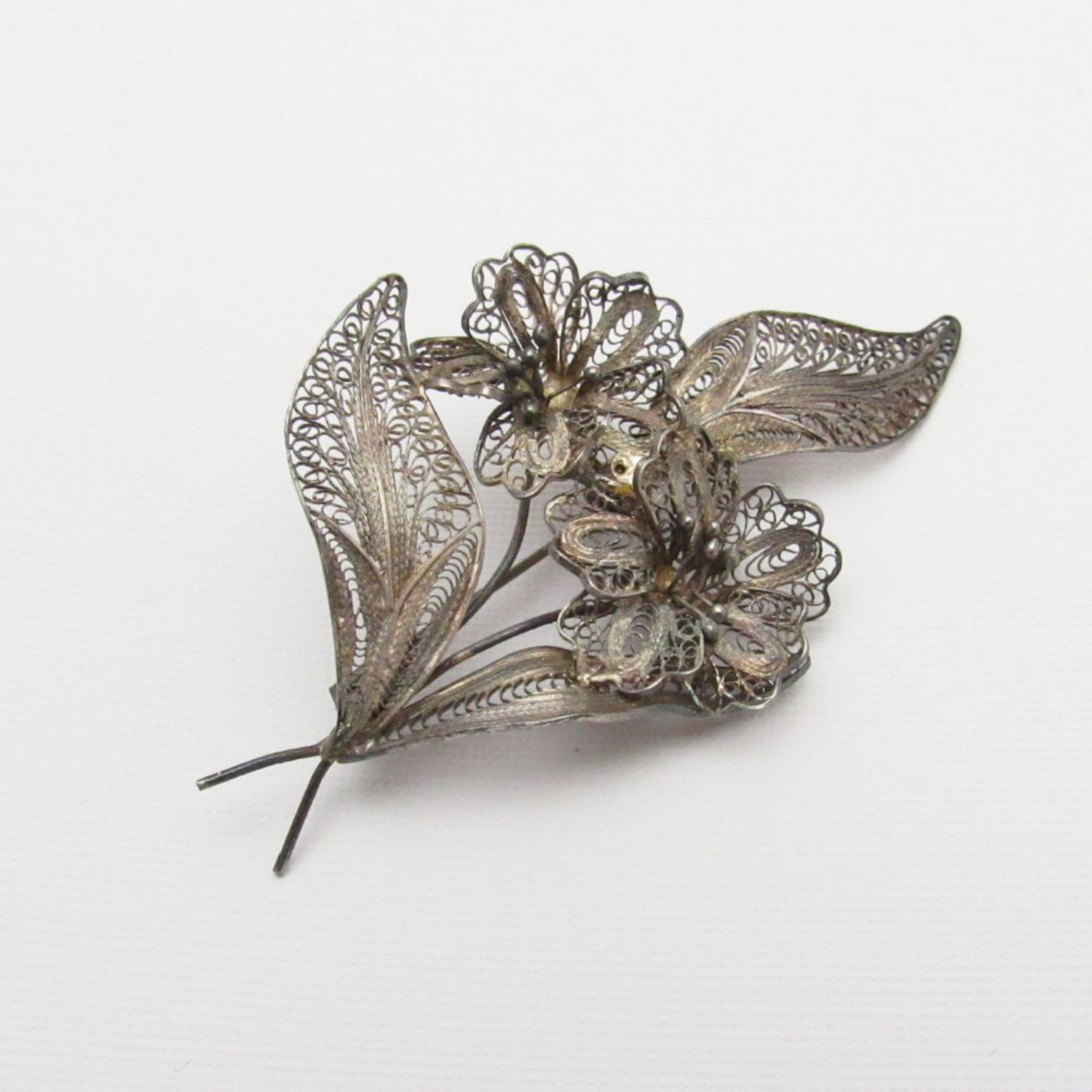 Sterling Filigree Flower Brooch Signed Toni Vintage Jewelry | Etsy