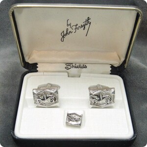 Vintage Cufflinks and Tie Tack, Shadowbox Model T Cufflinks,mens ...