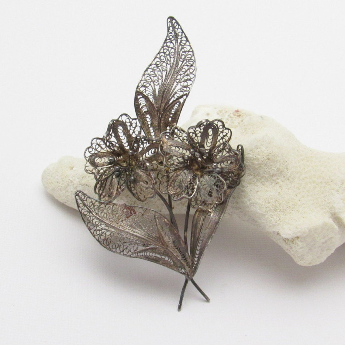 Sterling Filigree Flower Brooch Signed Toni Vintage Jewelry - Etsy