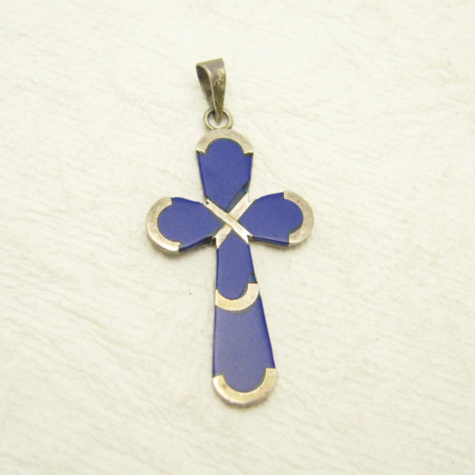 Sterling Blue Cross Pendant Vintage Jewelry | Etsy