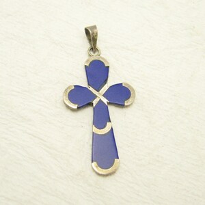 Sterling Blue Cross Pendant Vintage Jewelry - Etsy