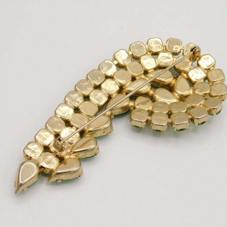 Large Unusual Rhinestone Brooch Big Rhinestone Brooch Green - Etsy