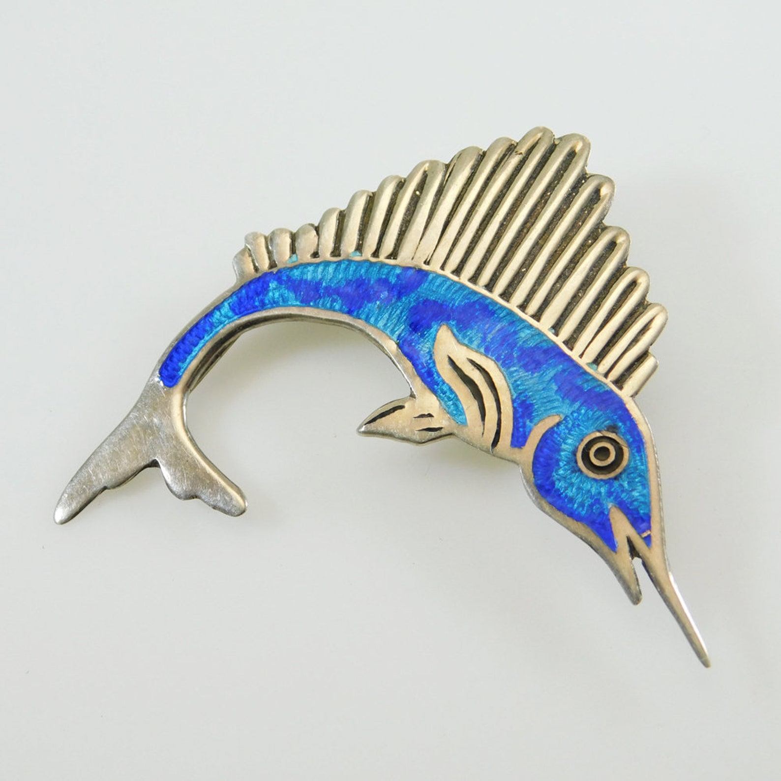 Sterling Enamel Swordfish Brooch Unique Sterling Jewelry - Etsy
