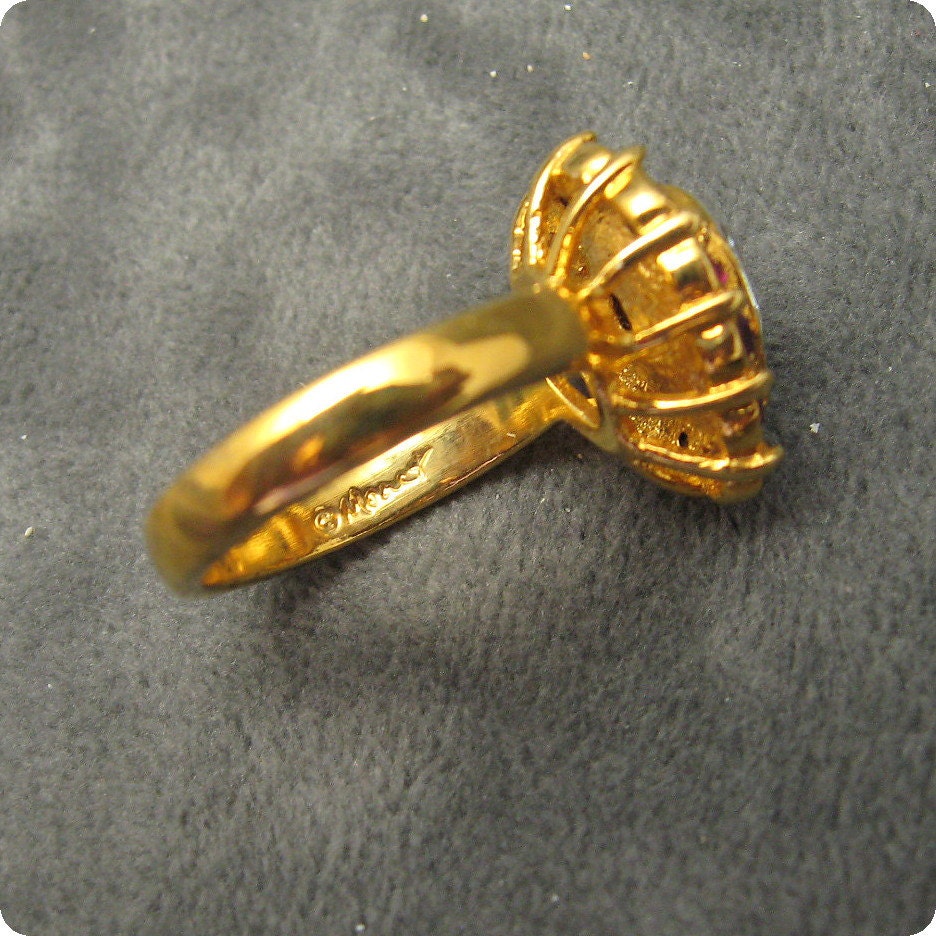 Vintage Ring Monet Red Rhinestone | Etsy