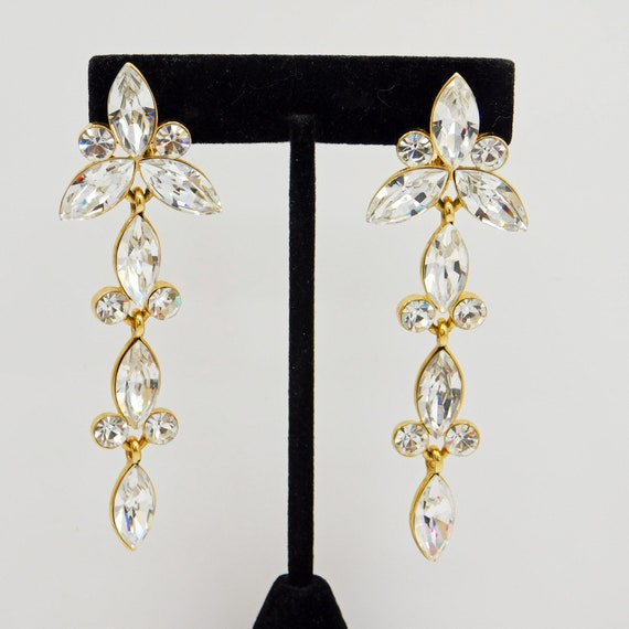 Long Rhinestone Napier Earrings - Gem