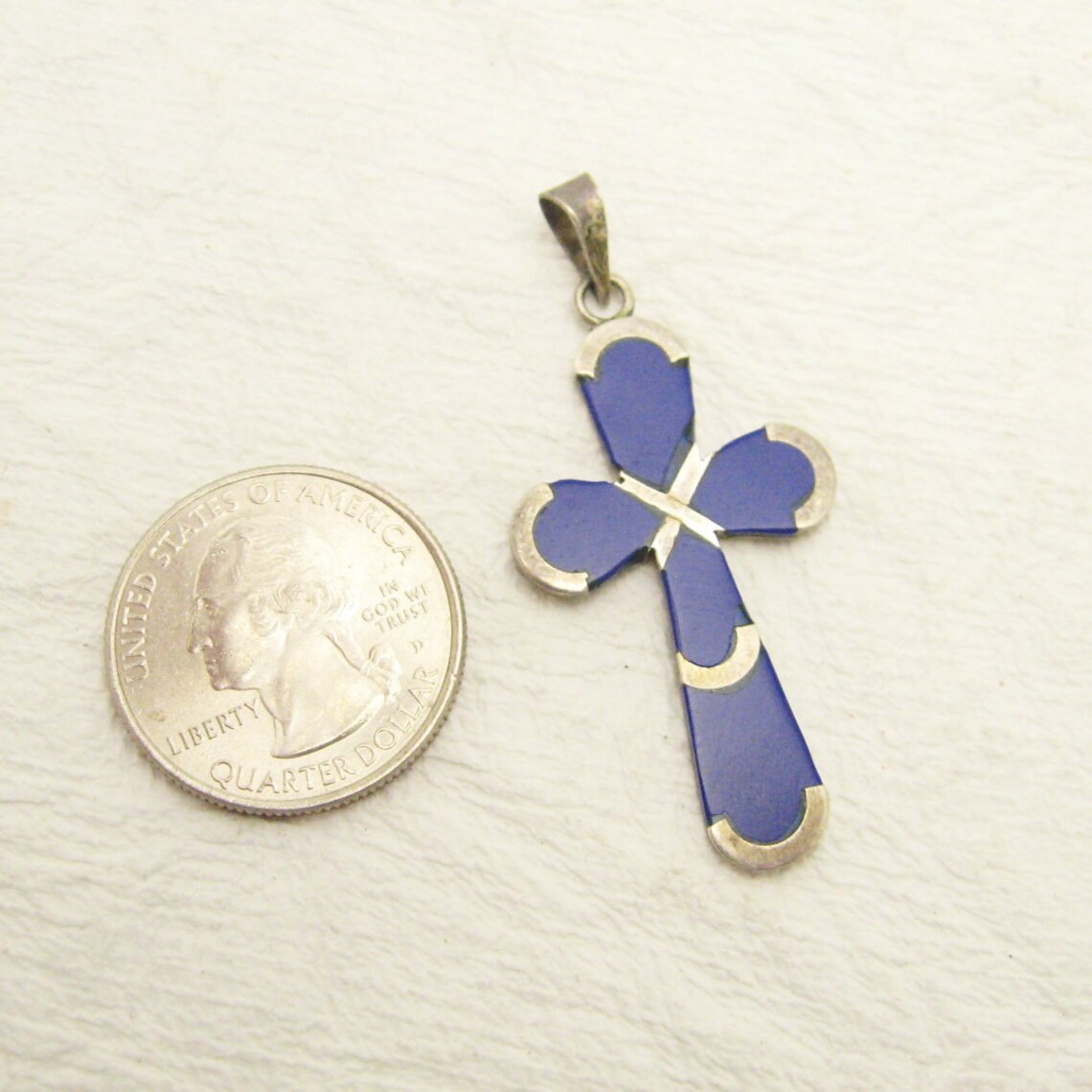 Sterling Blue Cross Pendant Vintage Jewelry | Etsy