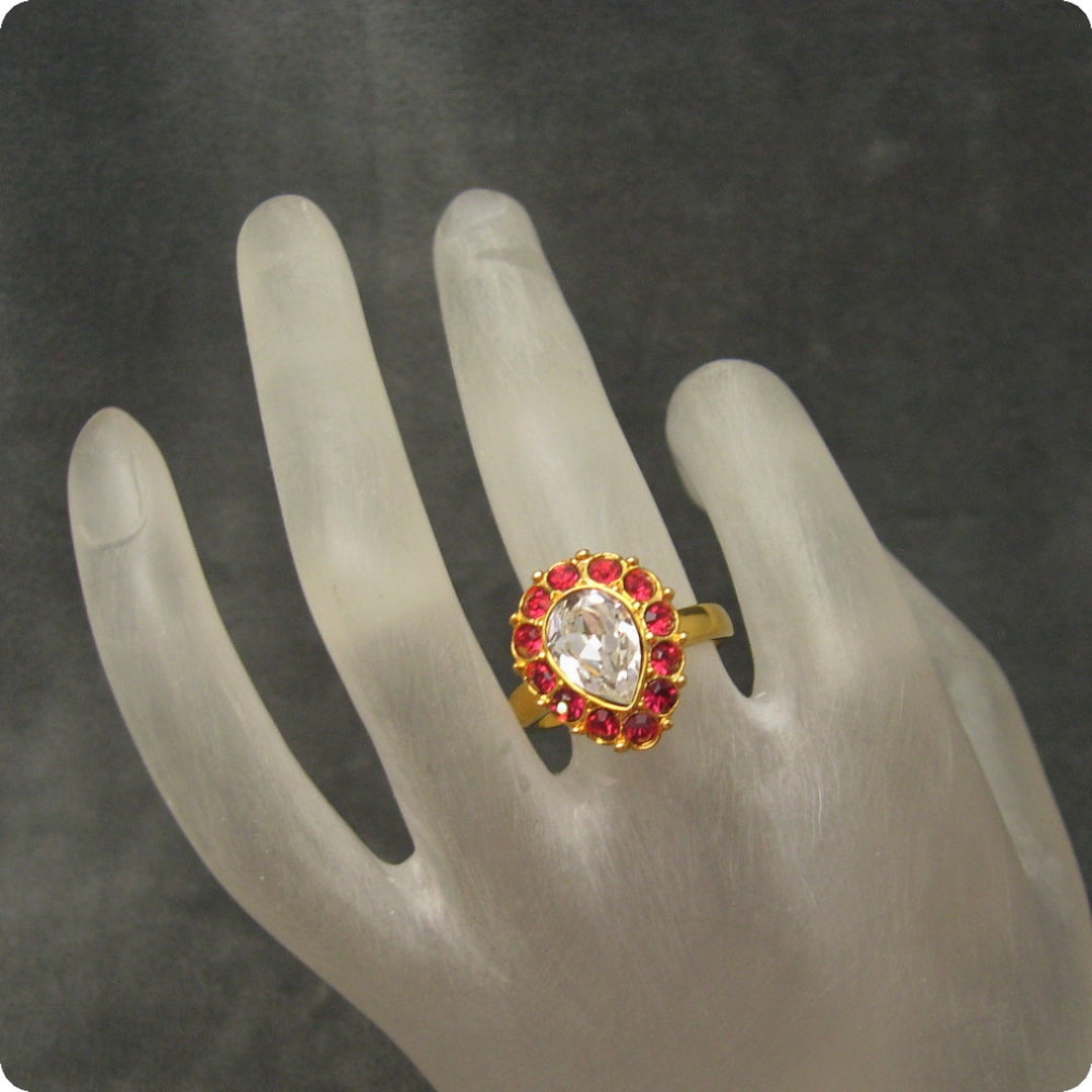 Vintage Ring Monet Red Rhinestone - Etsy