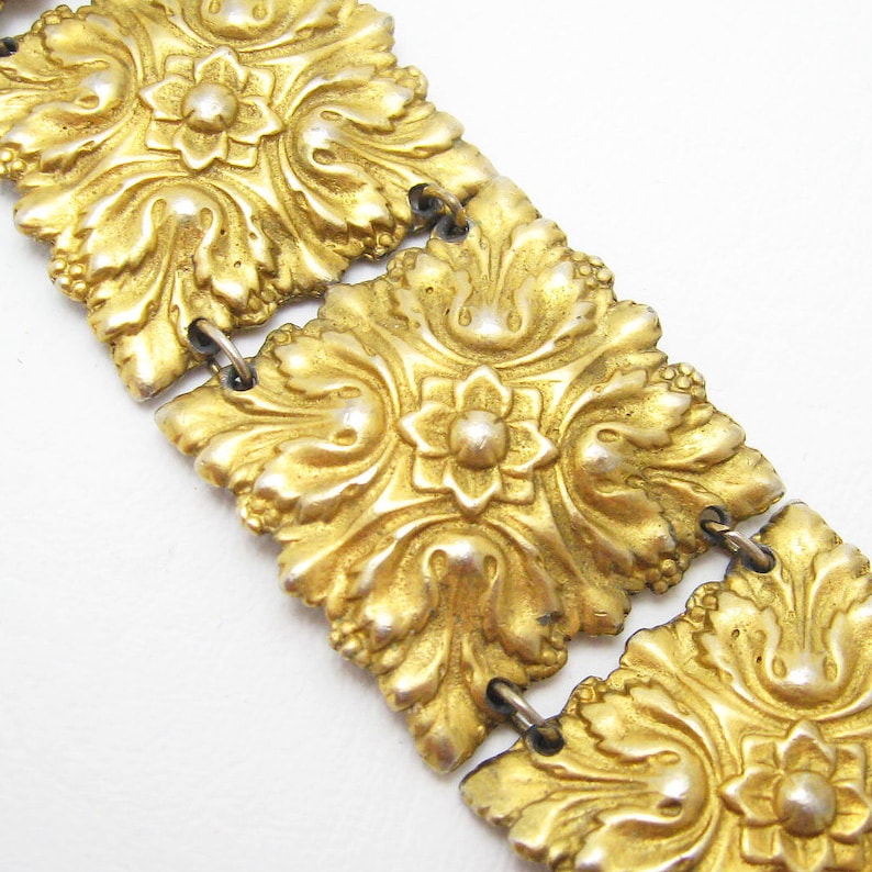 Wide Panel Bracelet Ornate Repousse Metal Work Vintage Jewelry - Etsy