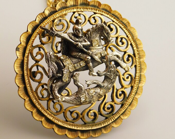 Vintage Big Tortolani Pendant, Michael the Archangel - Etsy