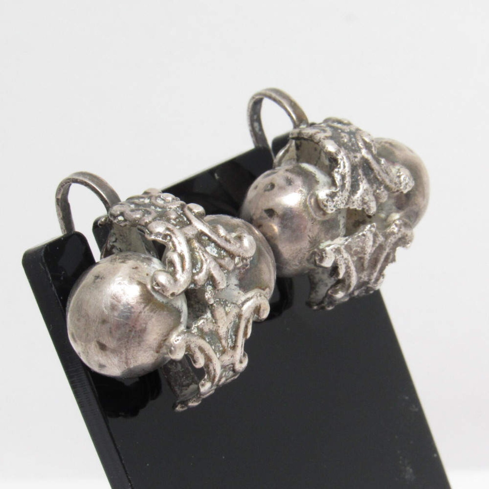 Sterling Orb Earrings Vintage Scew Back Arts and Crafts - Etsy