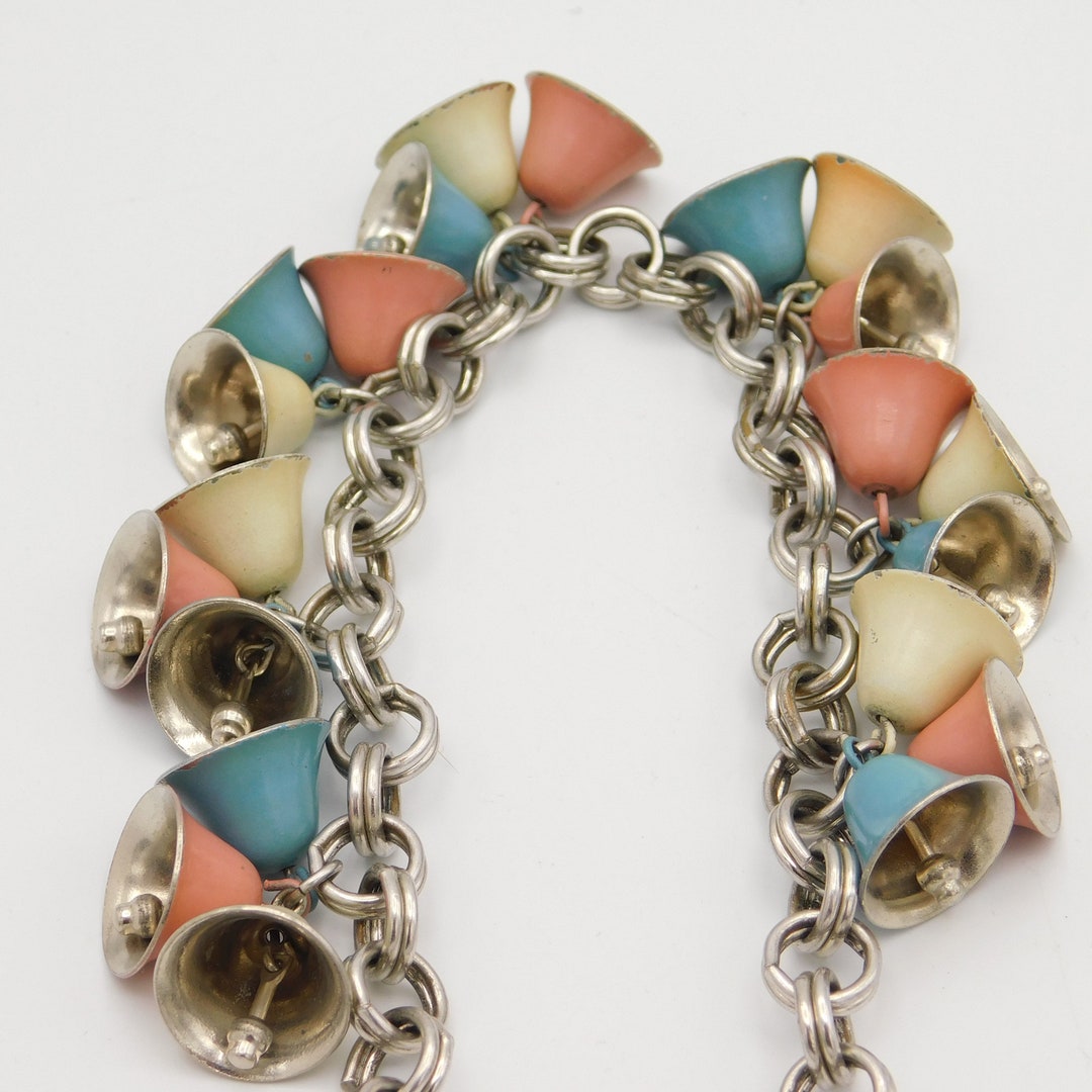 Vintage Monet Bell Necklace, Enamel Bell Necklace, Forties Monet ...